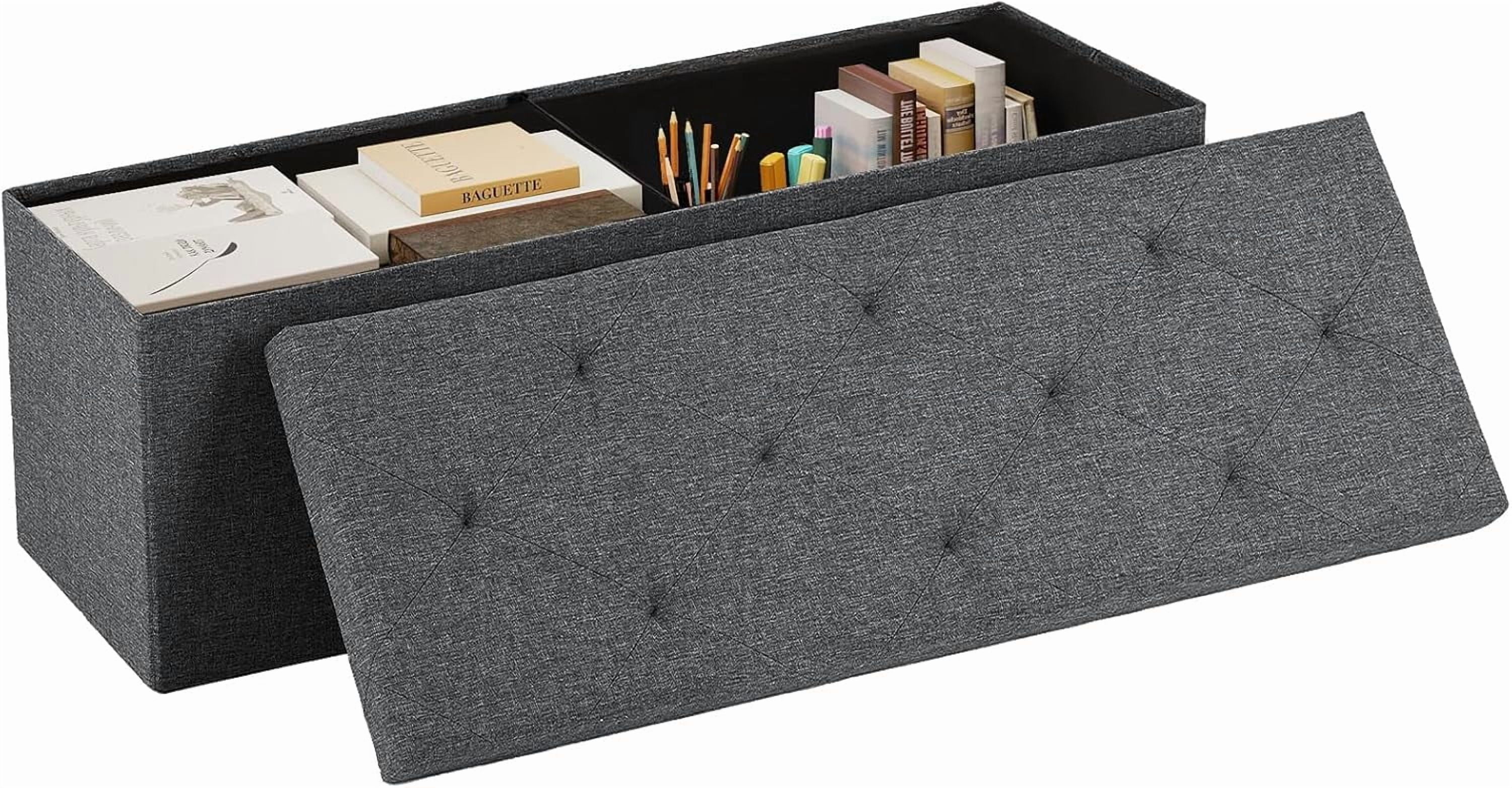 43in Foldable Storage Ottoman – Large Storage Chest & Padded Seat Bench ...
