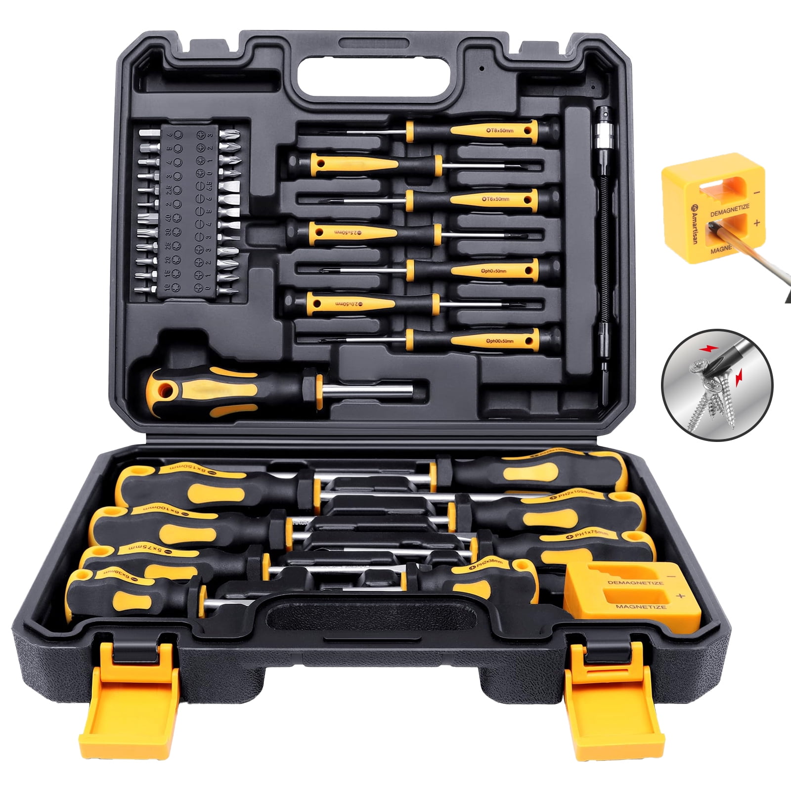 43pcs Magnetic Screwdriver Set with Case: Including Slotted, Phillips ...