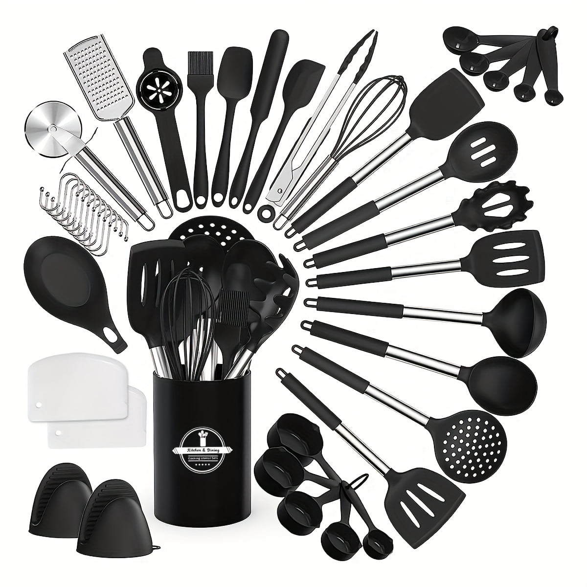 43pcs/set, Silicone Kitchen Utensils Set With Stainless Steel Handle ...