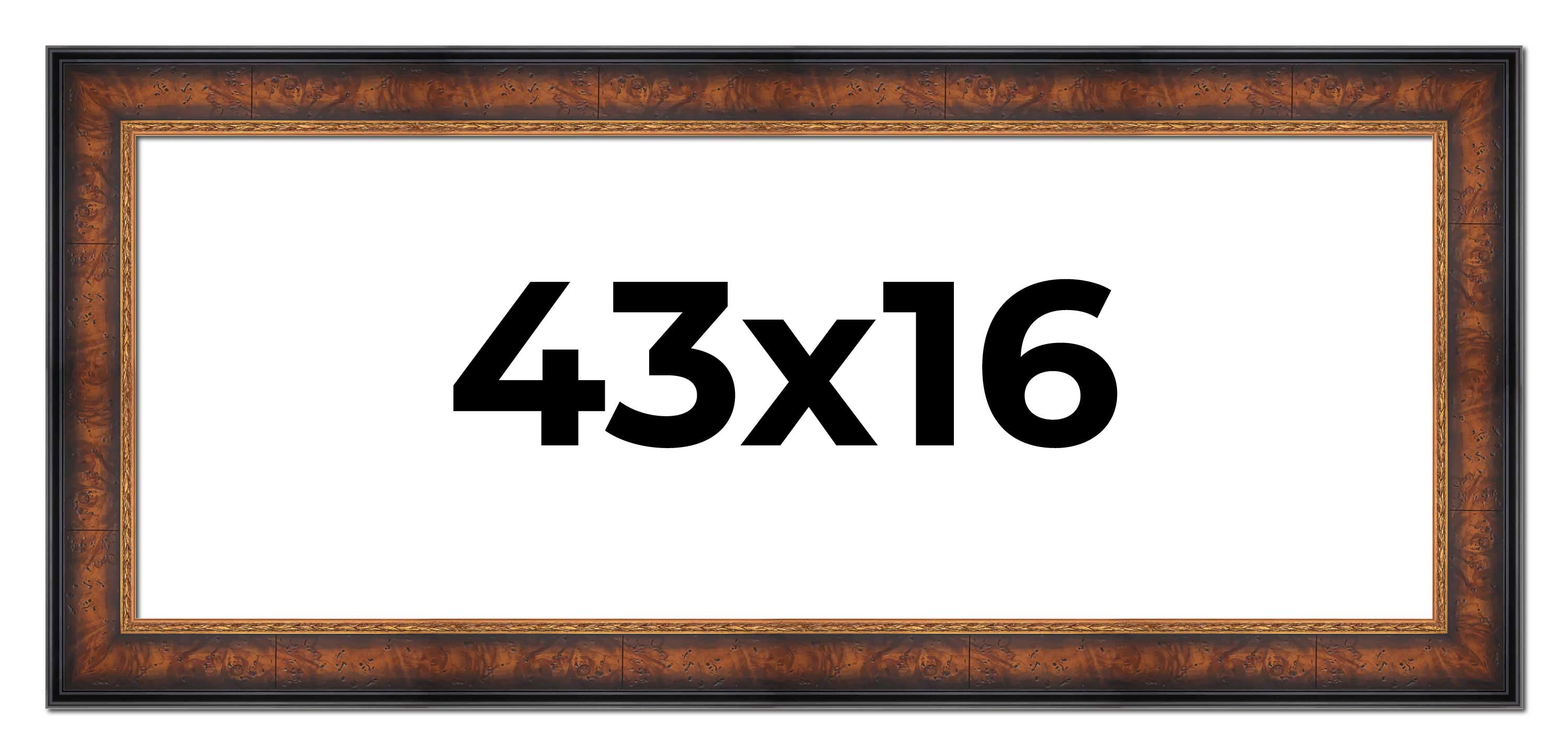 43x16 Frame Brown Walnut Gold Ornate Trim Solid Wood Plein Air Picture ...