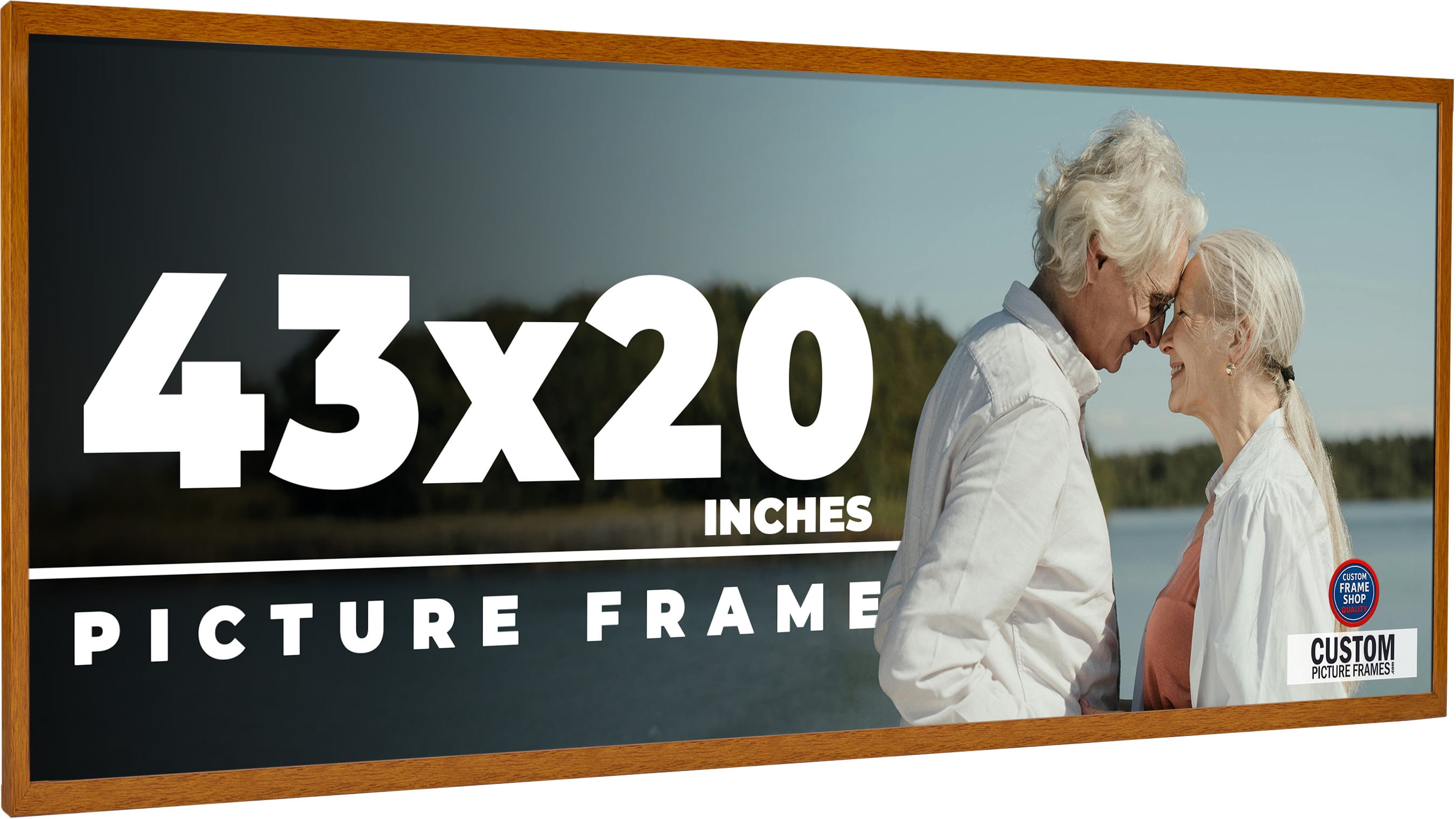 43x20 Honey Brown Real Wood Picture Frame Width 0.75 inches | Interior ...