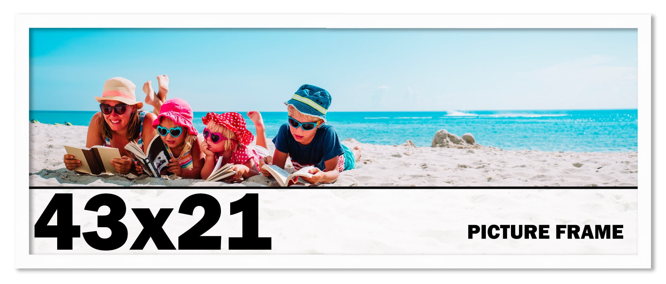 43x21 Frame White Solid Wood Picture Frame Includes UV Acrylic Shatter ...