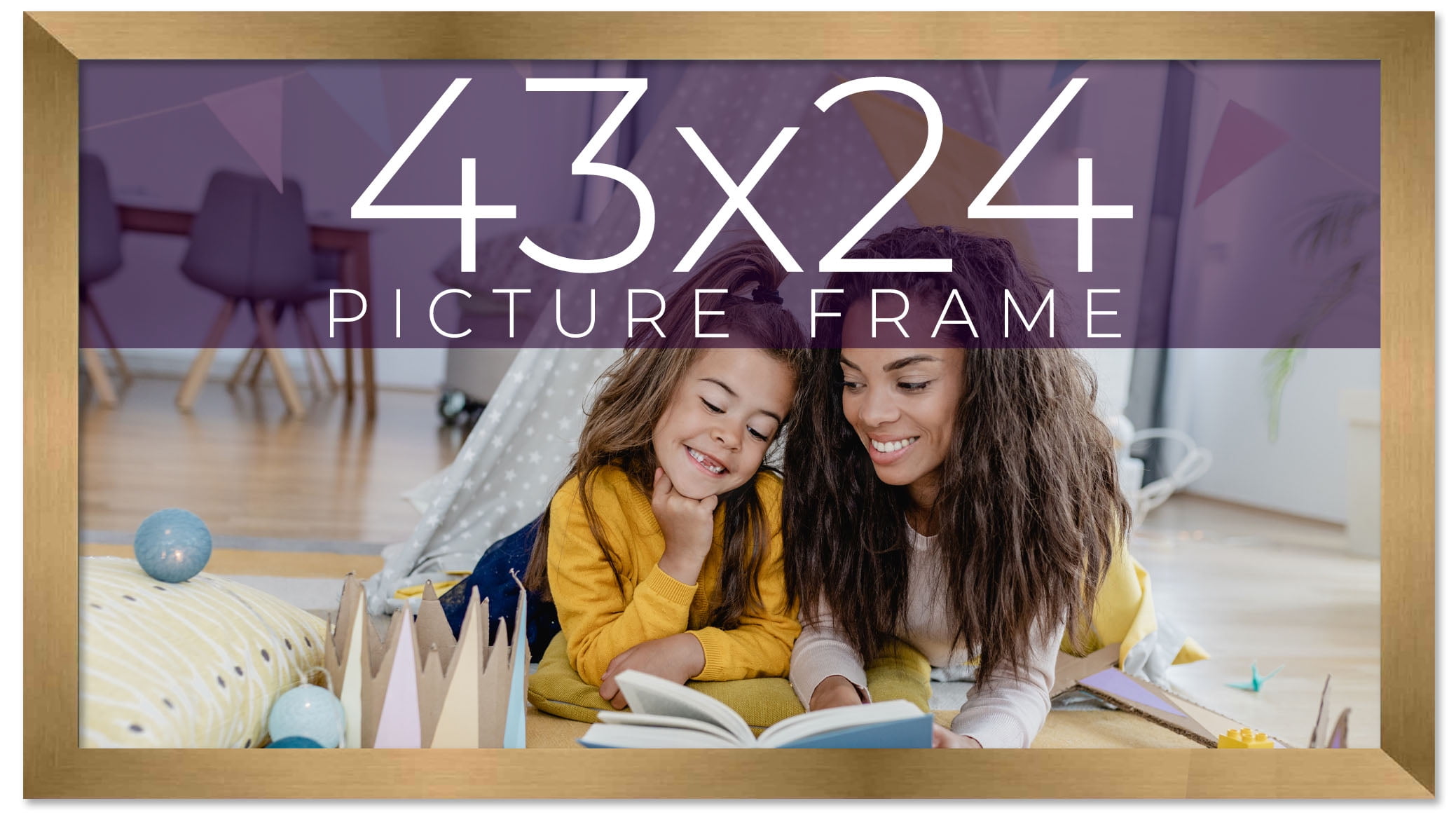 43x24 Frame Gold Bronze Solid Wood Picture Frame Width 0.75 Inches ...