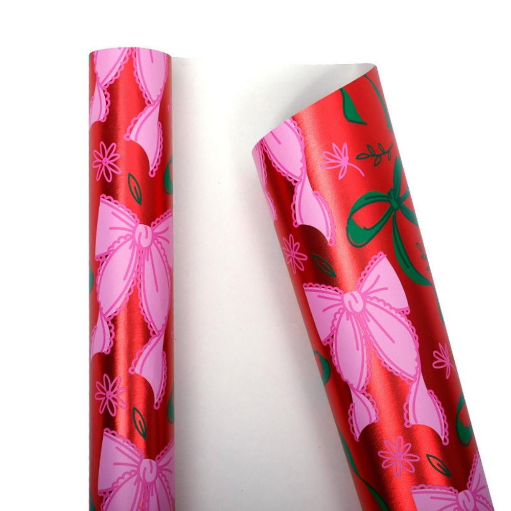 43x300cm Gilded Christmas Gift Wrapping Paper Christmas Snowflake Bow ...