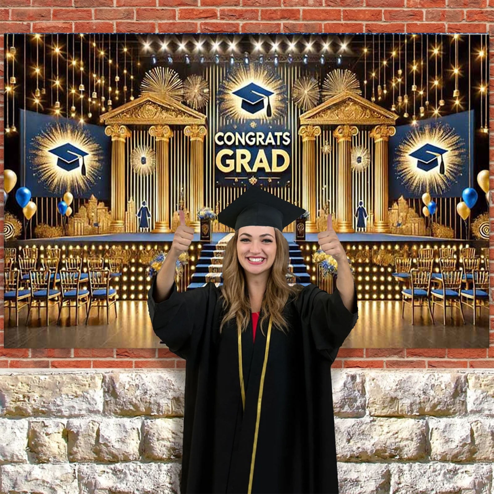 43x71 Inch Congrats Grad Party Backdrop Class of 2025 Glitter ...