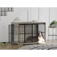 44.1" XL Wooden Dog Crate Furniture, Tall Kennel with Barn Door,Greige ...