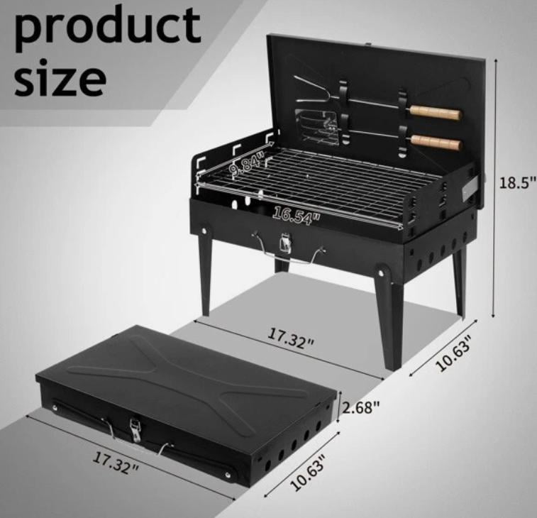 44*27*7cm Portable Square Charcoal Grill Black High Quality Outdoor BBQ ...