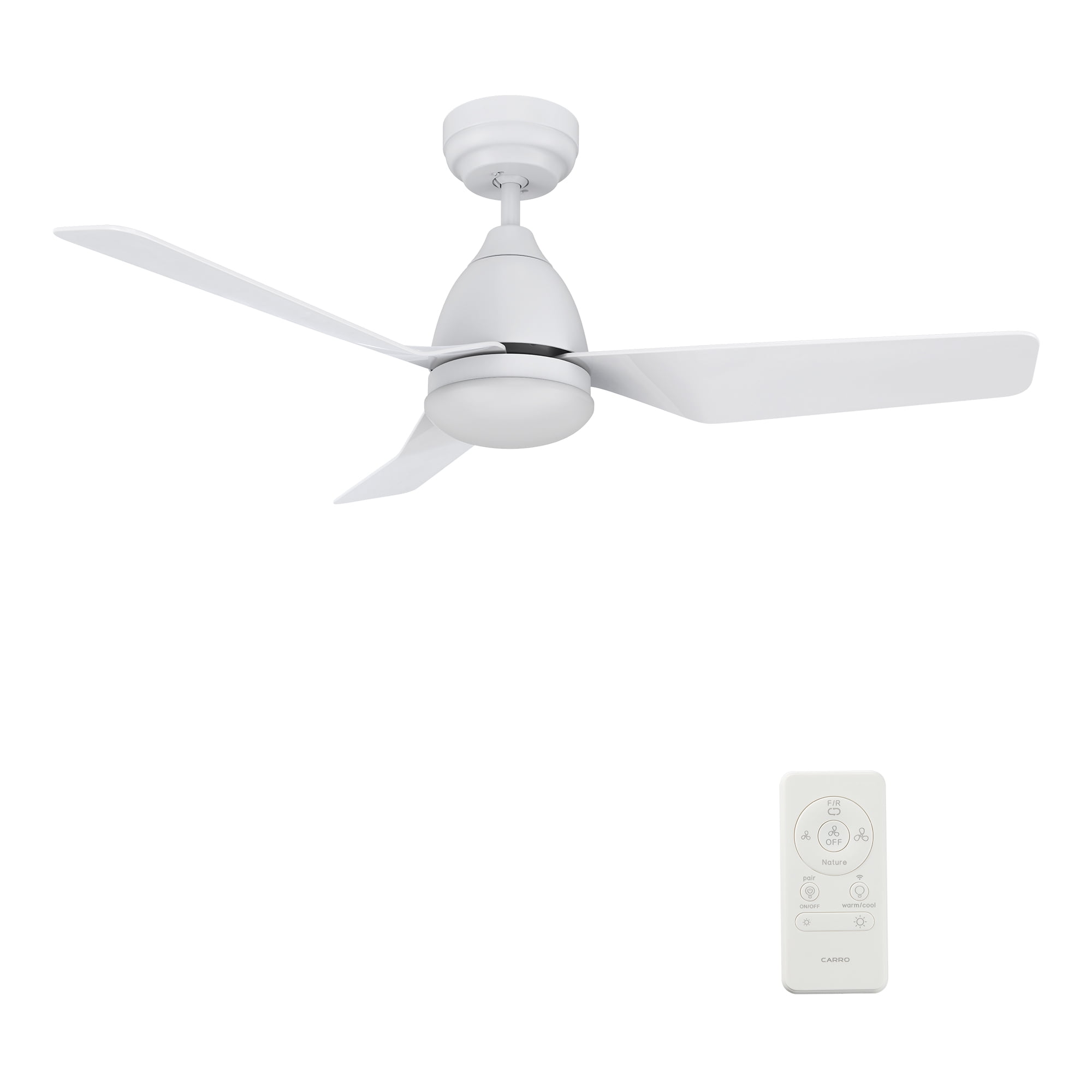 "White 44"" Smart Indoor Ceiling Fan with 3 ABS Blades, LED Light, Wifi ...