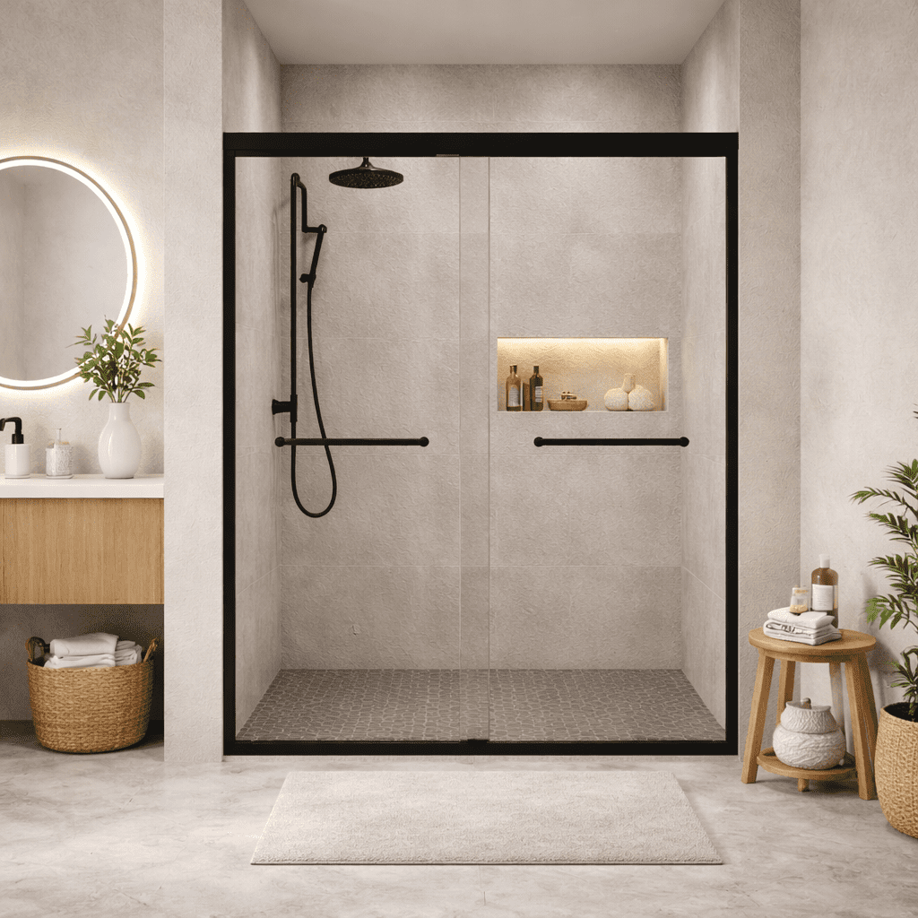 44-48" W × 72" H Tempered Glass with Explosion Proof Film, Aluminum ...