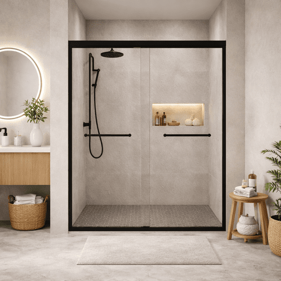 44-48" W × 72" H Tempered Glass with Explosion Proof Film, Aluminum ...