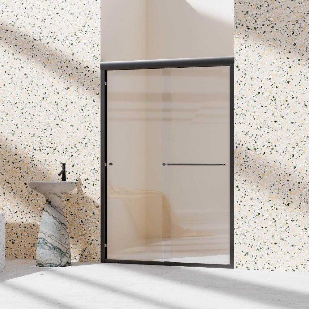 44-48"W x 72"H Semi-Frameless Double Sliding Door, 1/4"(6mm) SGCC Glass ...