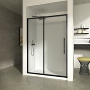 Frameless Shower Door, 56-60" W x 74" H Single Sliding Glass Door, With 5/16" Clear Tempered ...