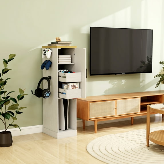 44.49 Inch Ultra-Thin AV Media Cabinet - Game Console Stand & Storage ...
