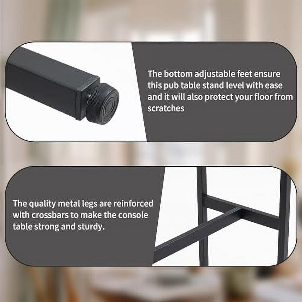 44.5" Bar Table, Bar Height Pub Table, Counter Height Bar Table, Narrow Rectangular Bar Table ...