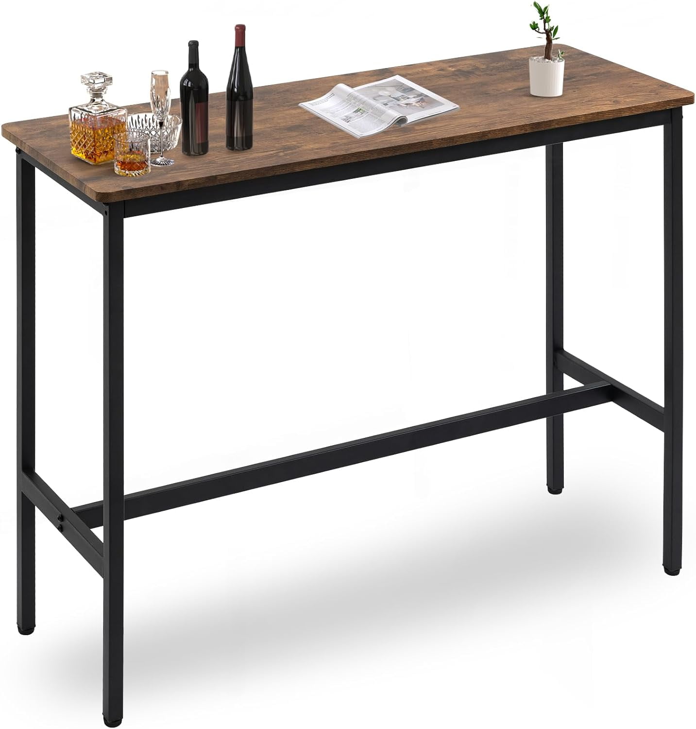 44.5" Bar Table,Pub Table with Adjustable Feet Floor Protector, Narrow ...