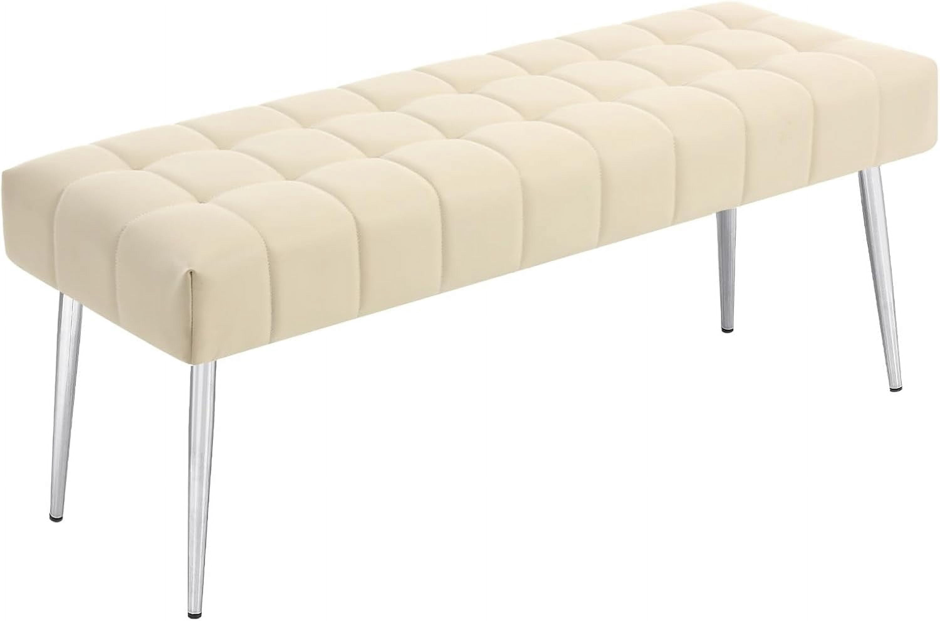 44.5”Entryway Bench, Soft Faux Leather Indoor Bench with Metal Legs ...