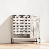 44.5 Inch Soft White Farmhouse Storage Sideboard Cabinet MDF Iron for ...