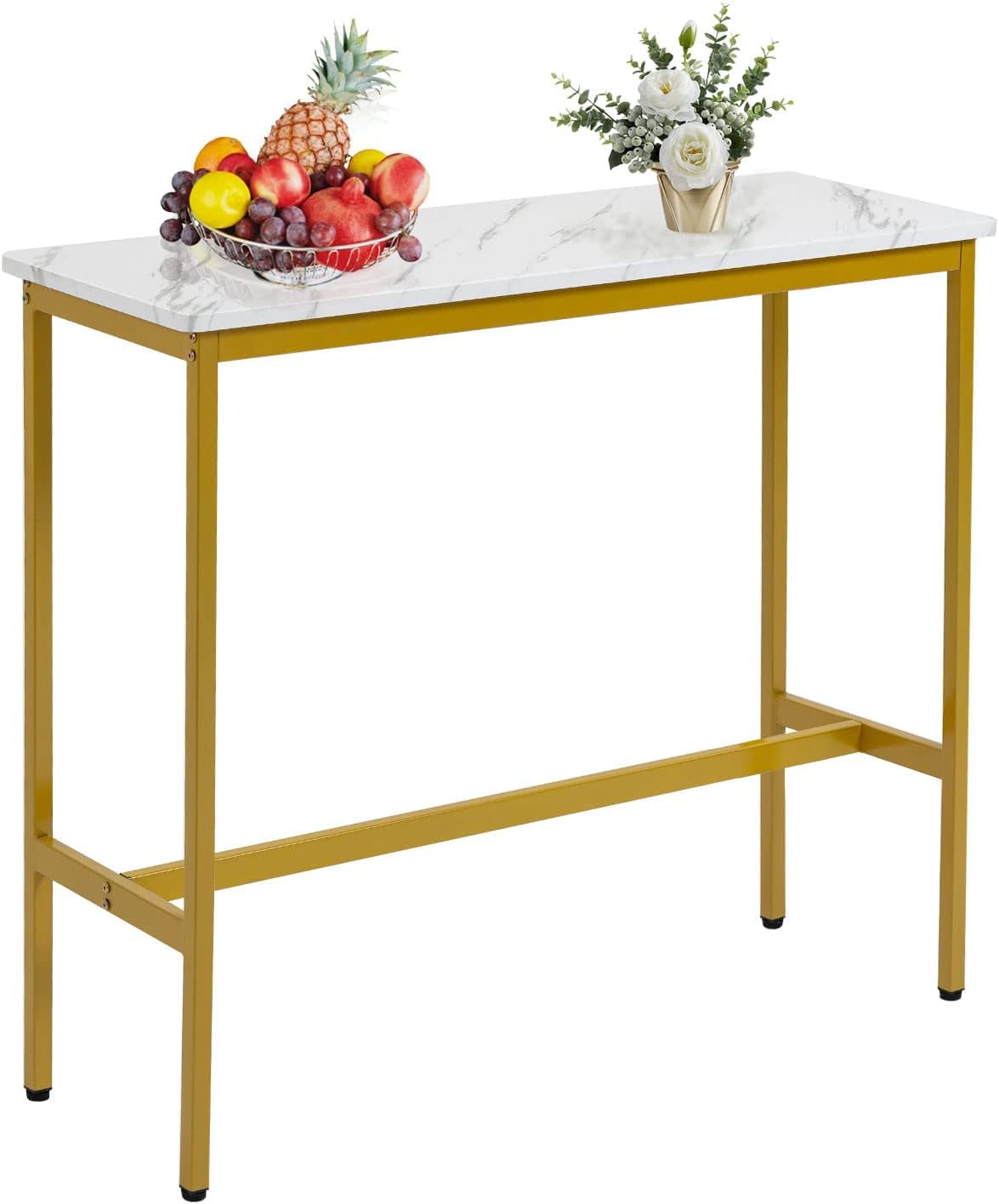 44.5" Narrow Rectangular Bar Table with Adjustable Feet and Floor ...