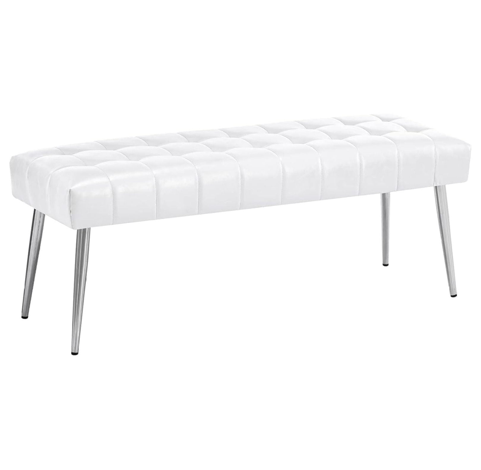 44.5”Ottoman Bench, Modern Faux Leather Bedroom Bench with Square Pull ...