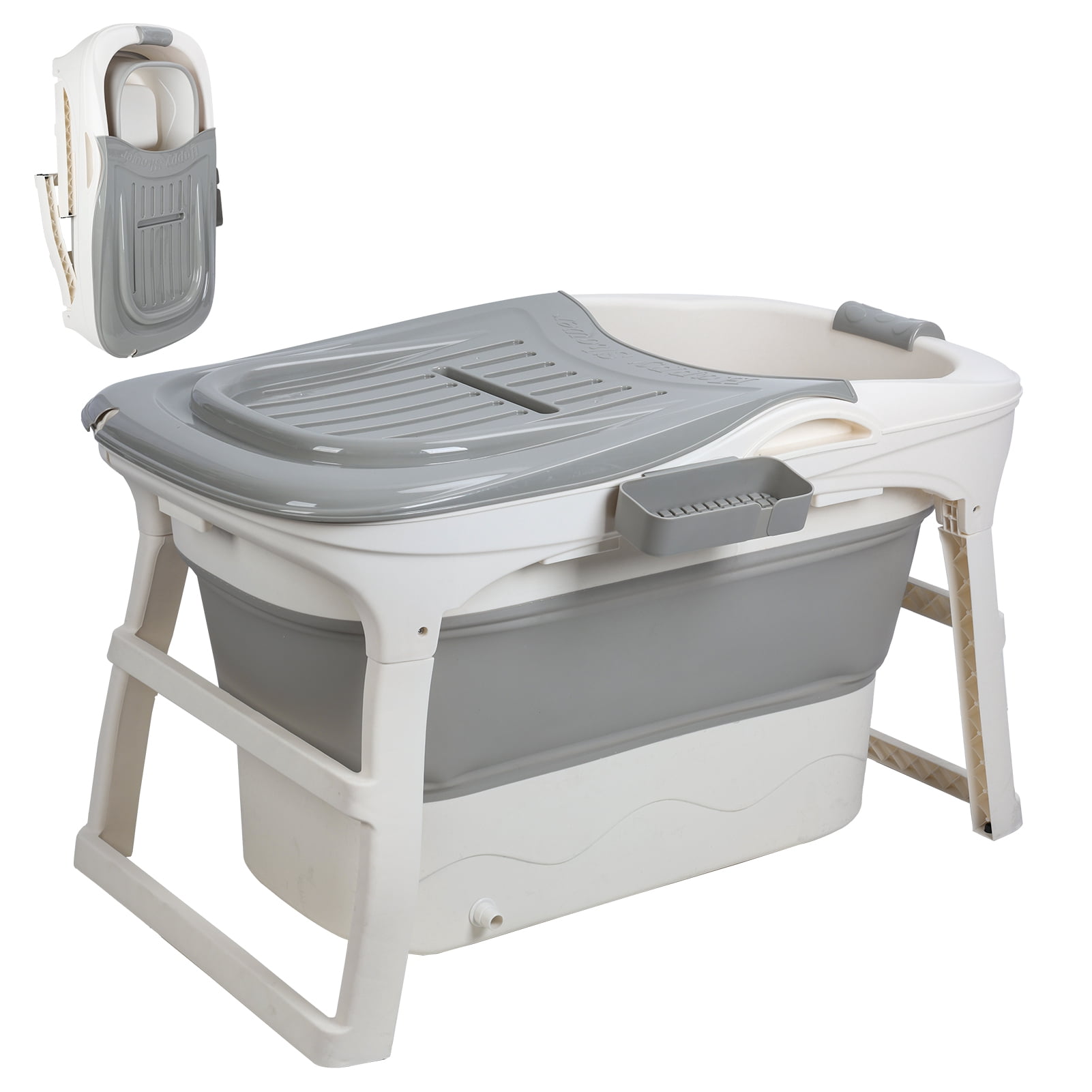44.5" Portable Folding Bathtub, Small Foldable Tub with Thermal Cover ...