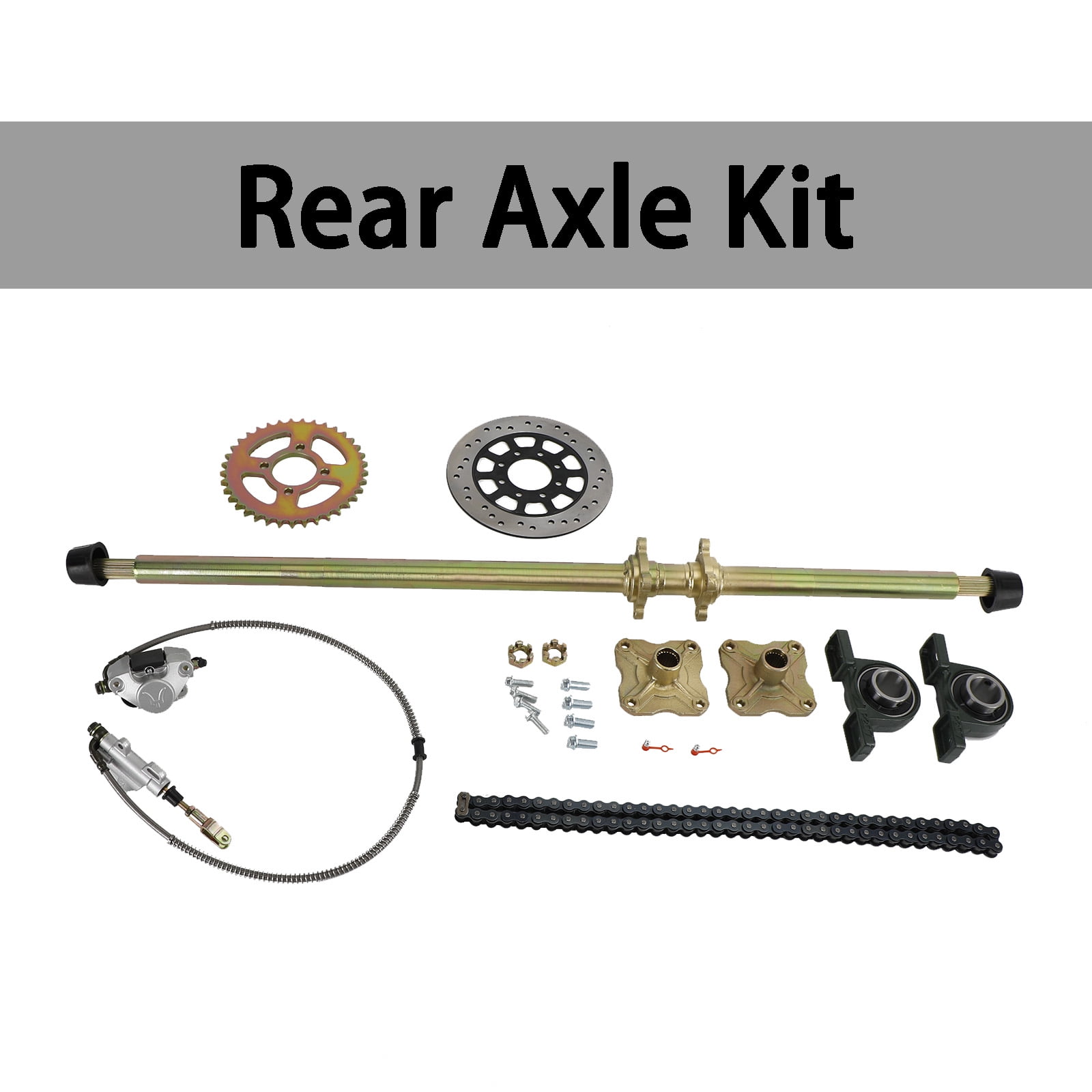 44.8" ATV Quad Go Kart Rear Live Axle Kit Sprocket Brake Wheel Hub ...
