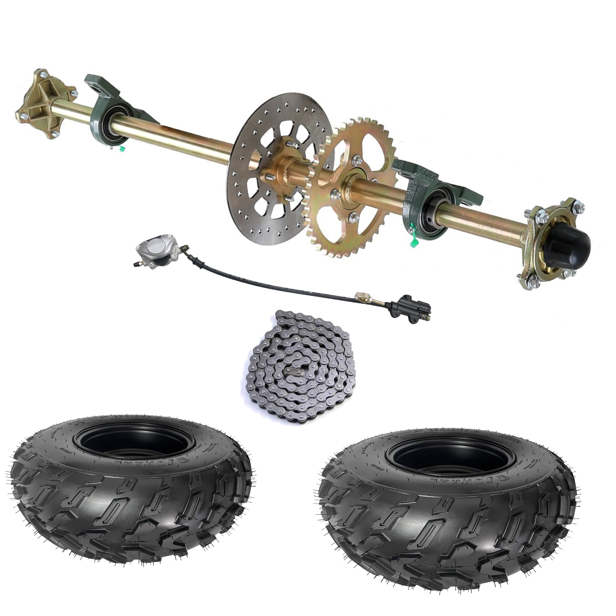 44" ATV Go Kart Rear Live Axle Kit Brake Assembly + 22x10-10" Wheels ...