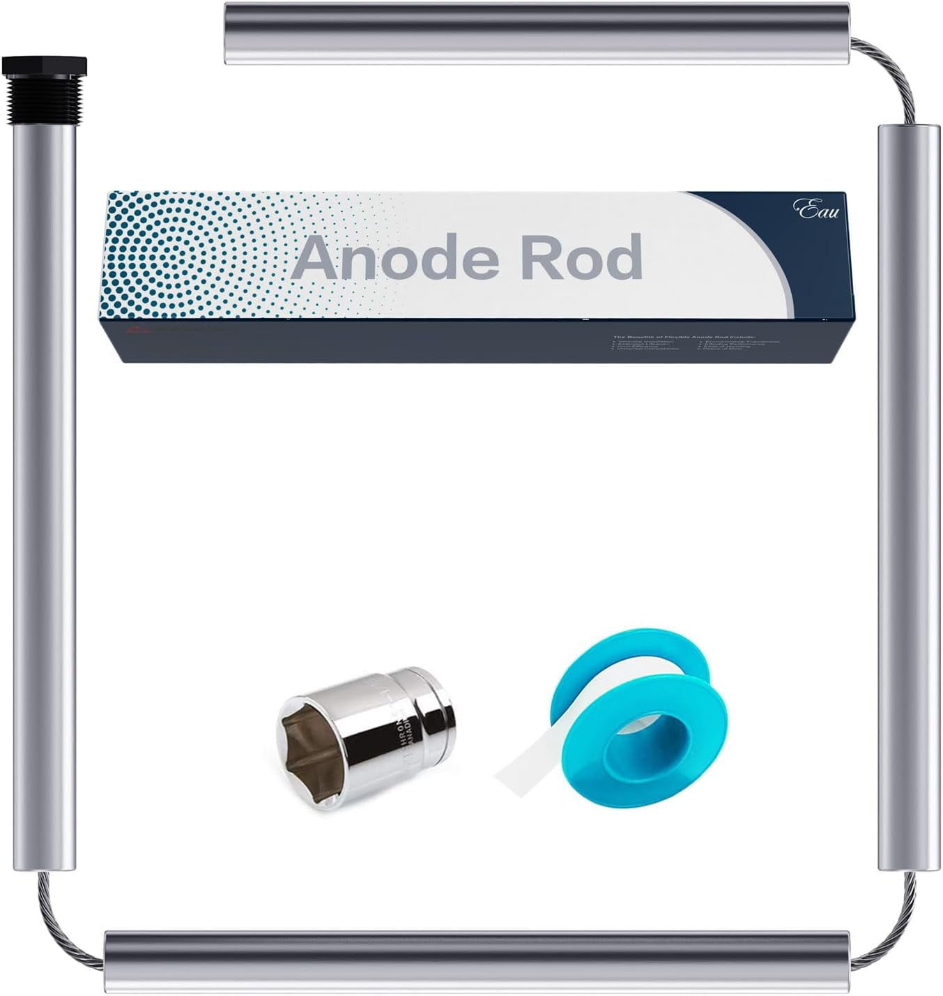 44" Aluminum Zinc Anode Rod, Eau Get Rid of Rotten Egg Smelling ...