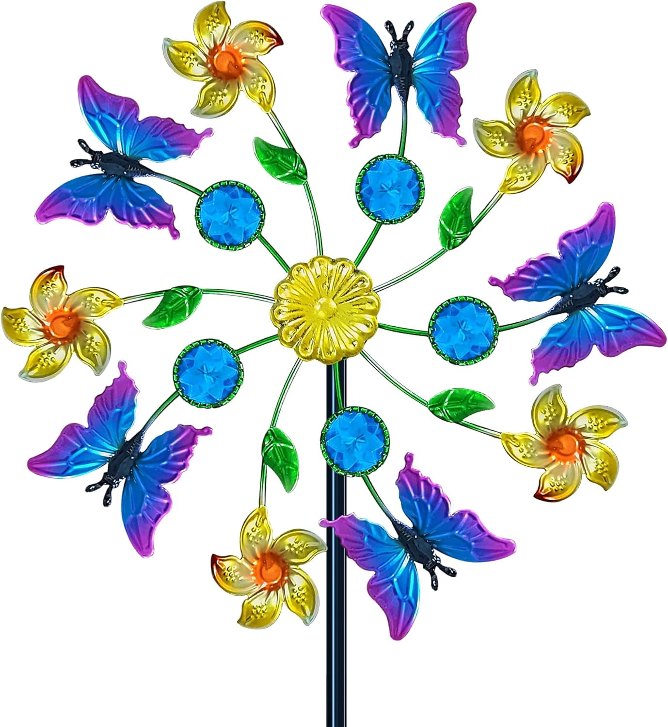 44" Butterfly Garden Wind Spinners for Yard and Garden, Metal Outdoor ...