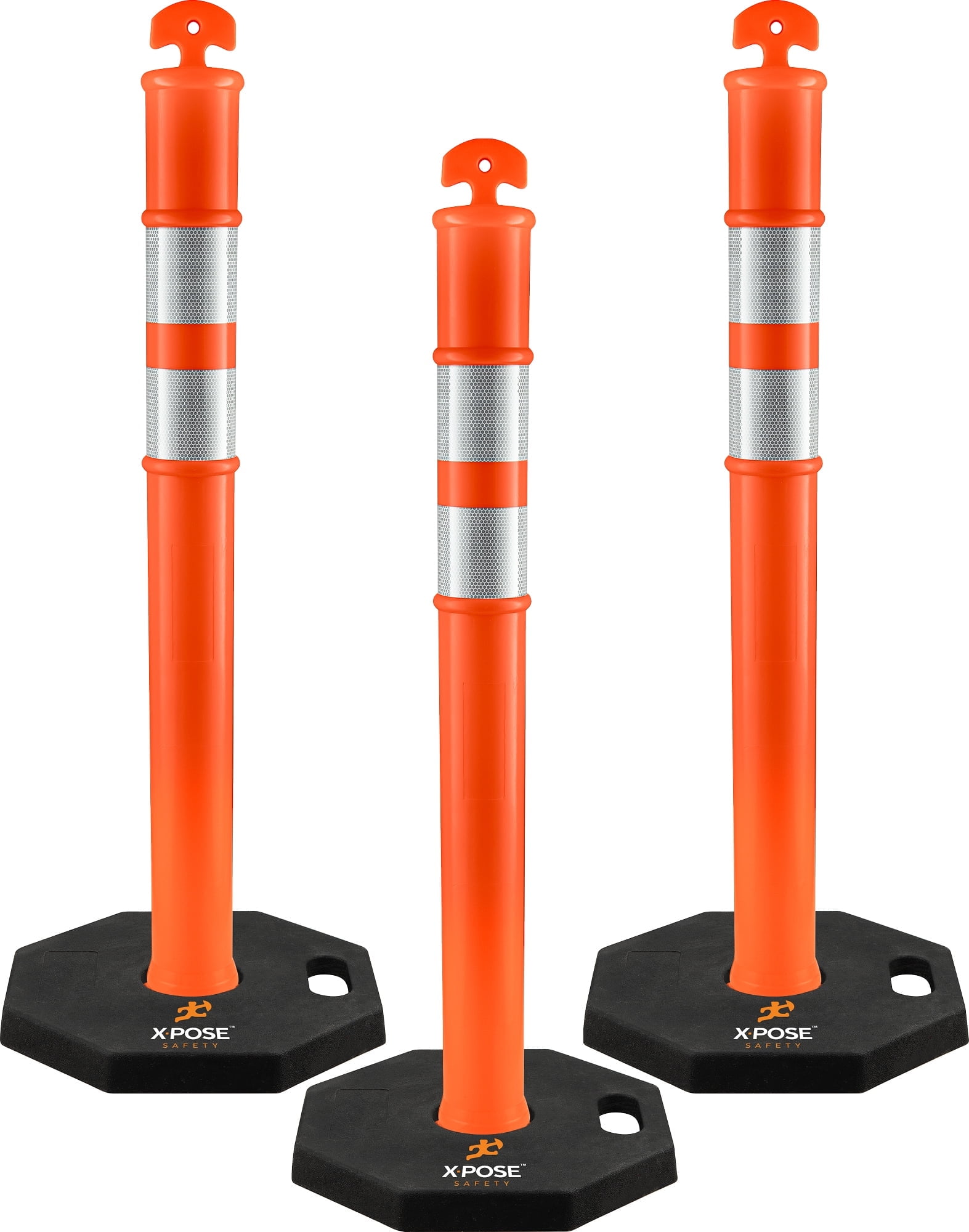 44" Delineator Post with Base - 3pk - T Top Orange Traffic Stanchion ...
