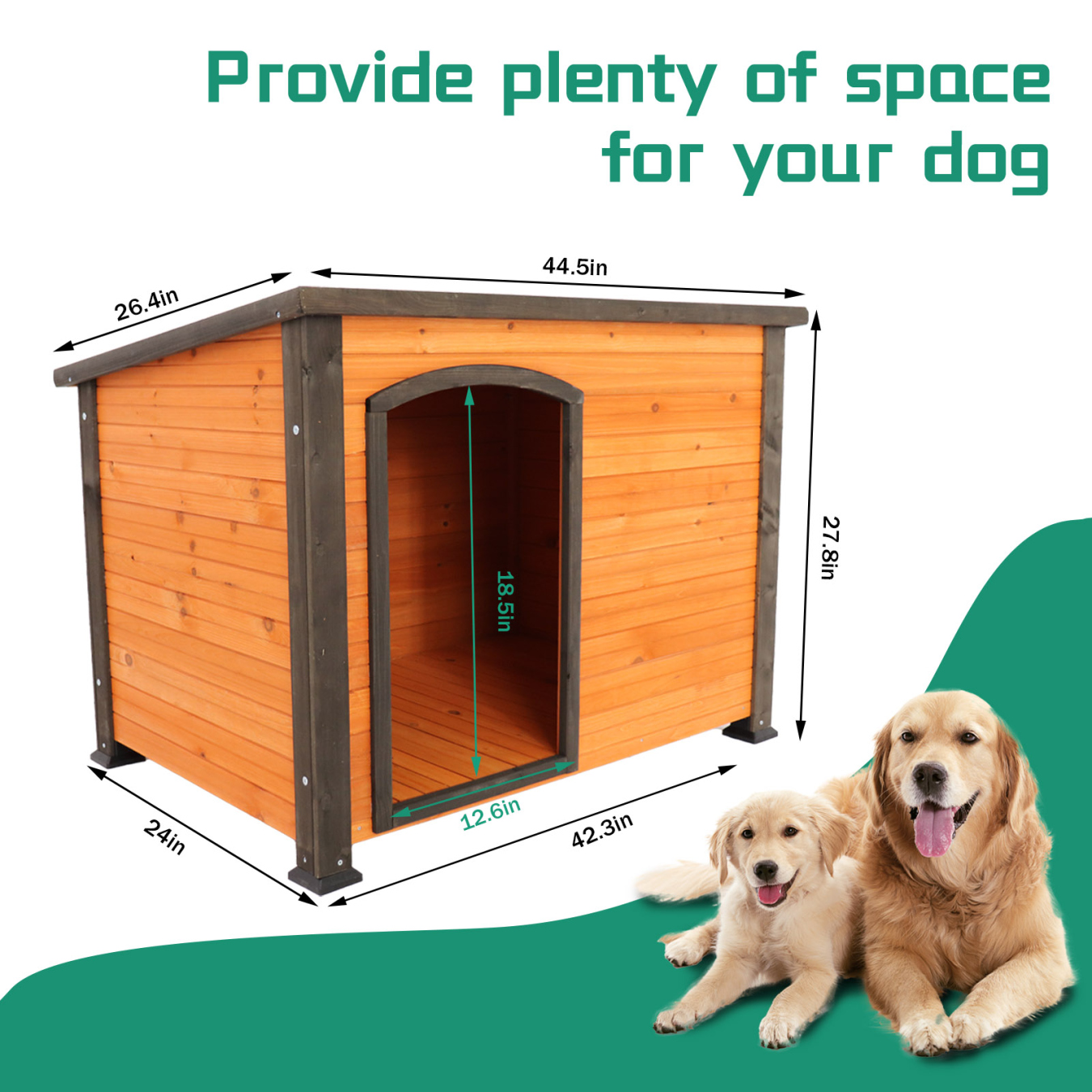 44"Dog House Outdoor & Indoor Wooden Dog Kennel with Raised Feet and ...