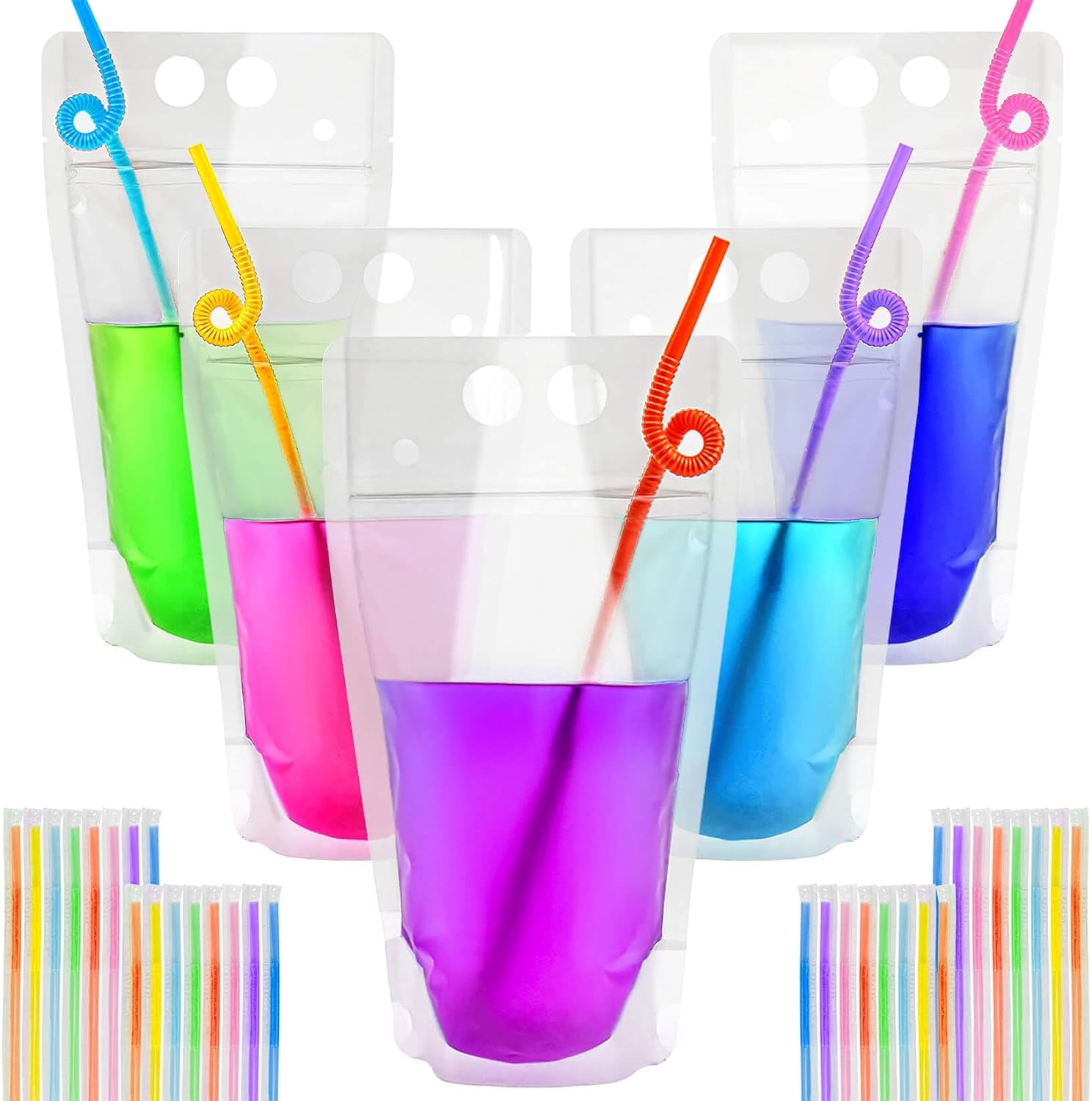 44 Drink Pouches with Straws Individually-Wrapped - 17oz Juice Drink ...