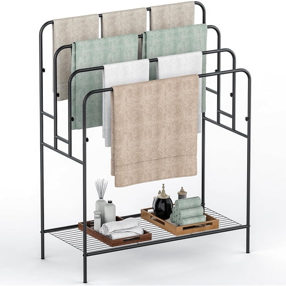 44" Extra Large Free Standing Towel Rack - 4 Tier Outdoor Pool Towel ...