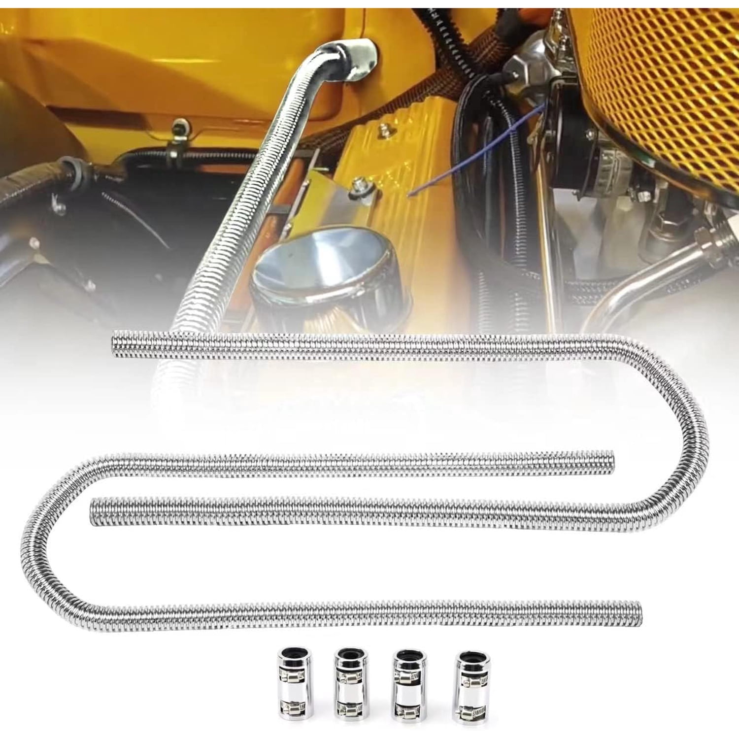 44" Flexible Heater Hose Kit - Stainless Steel Universal Heater Hoses ...