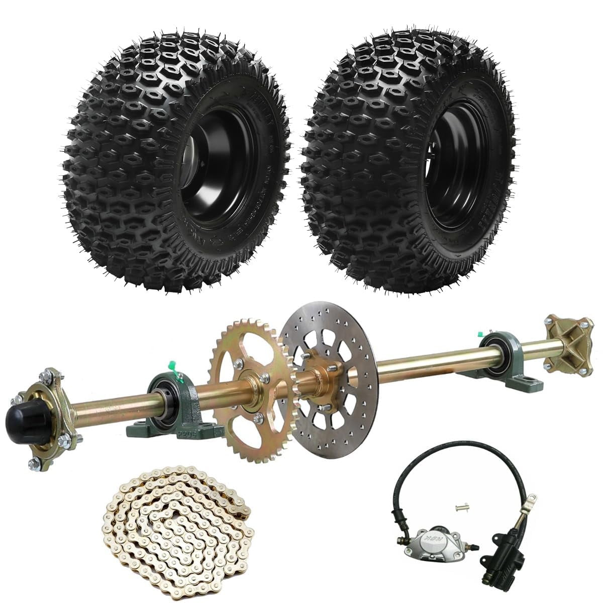 44" Go Kart Axle Kit, 1120mm Rear Axle Kit with 16x8-7 Wheels Tires ...