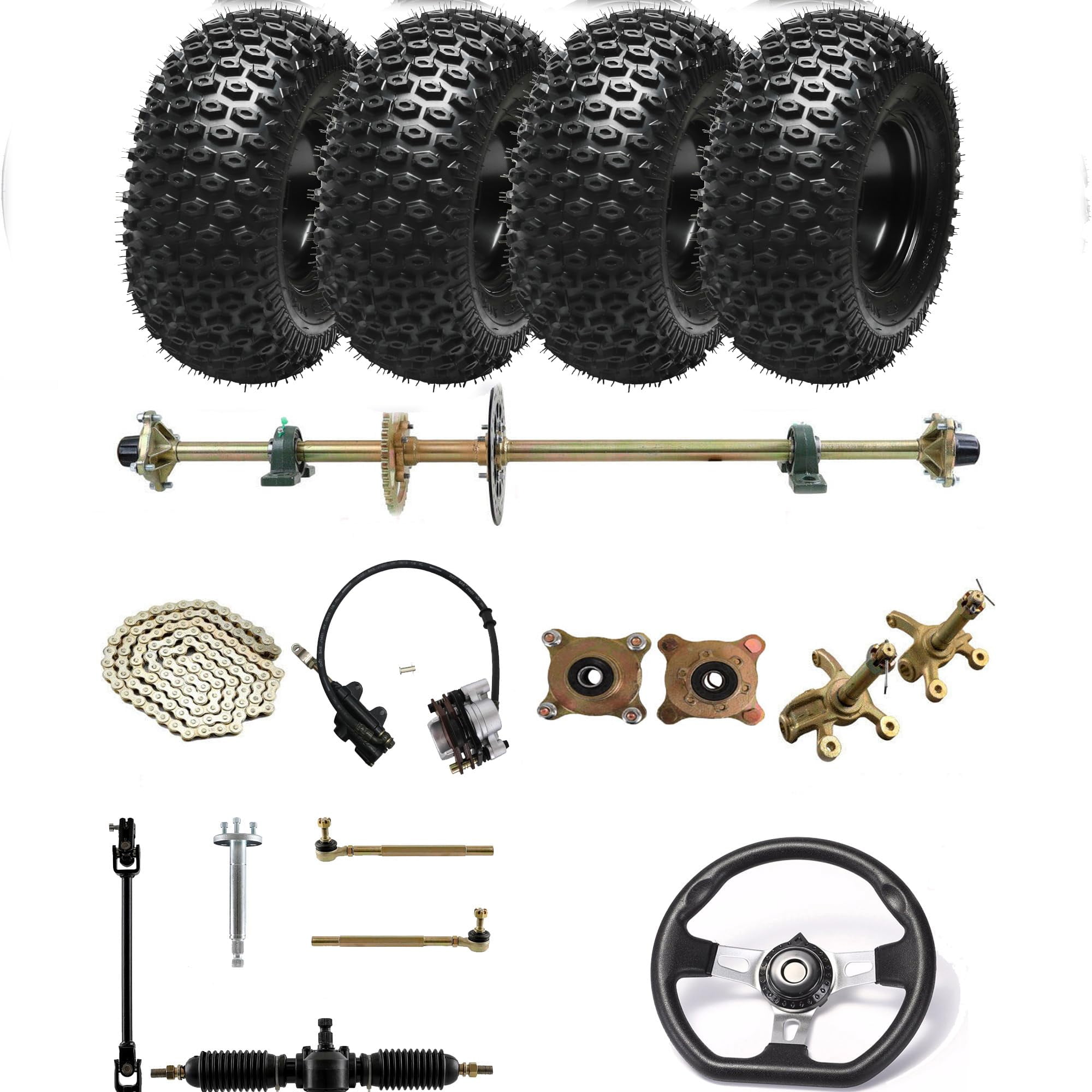 44" Go Kart Axle Kit, 1120mm Rear Axle Kit with 16x8-7" Wheels Tires ...