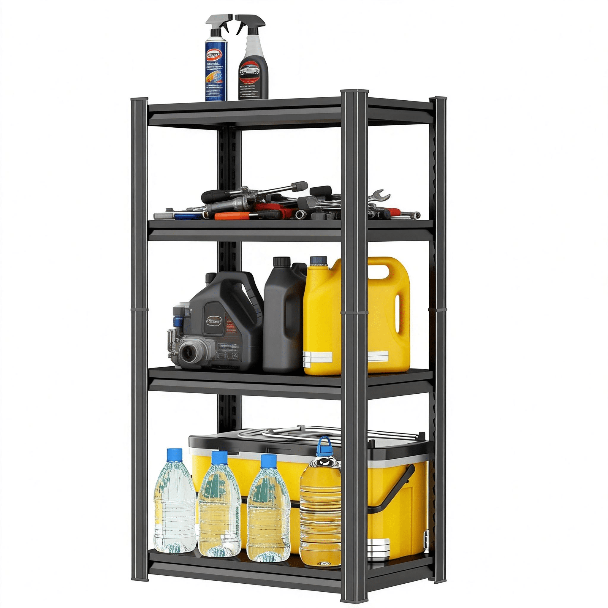 44" H x 14"W Metal Garage Shelving Unit, 4-Tier Heavy Duty Garage ...