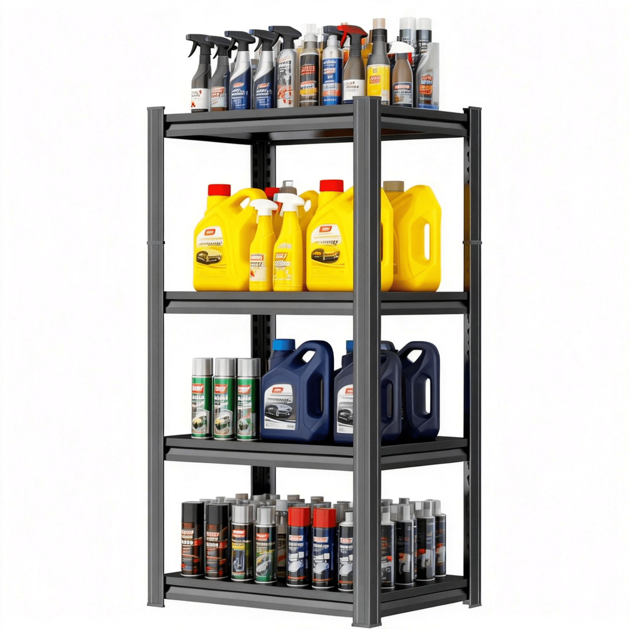 44" H x 24"W Metal Garage Shelving Unit, 4-Tier Heavy Duty Garage ...