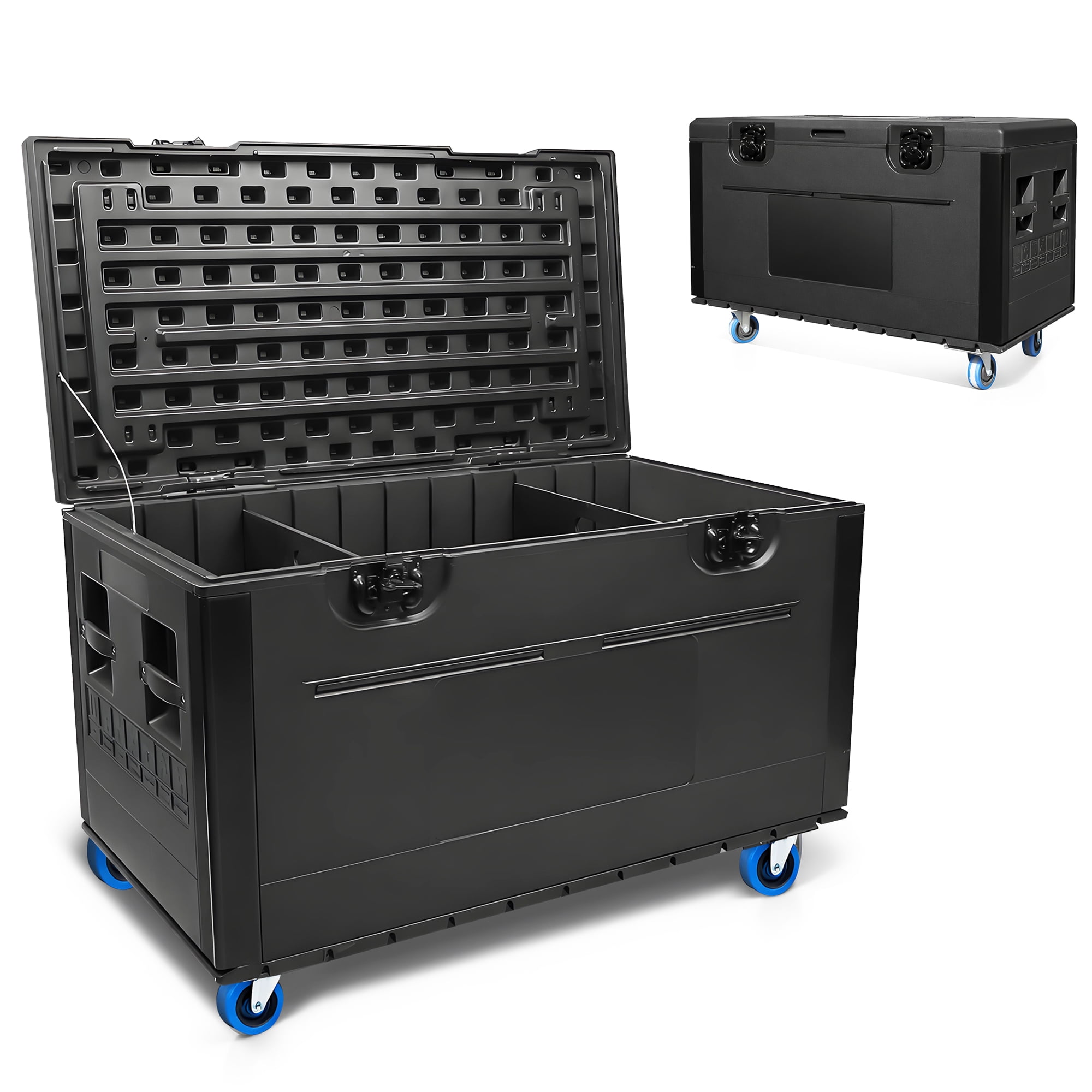 44" Heavy Duty Stackable ATA Road Case with Wheels, Utility Cable Trunk ...