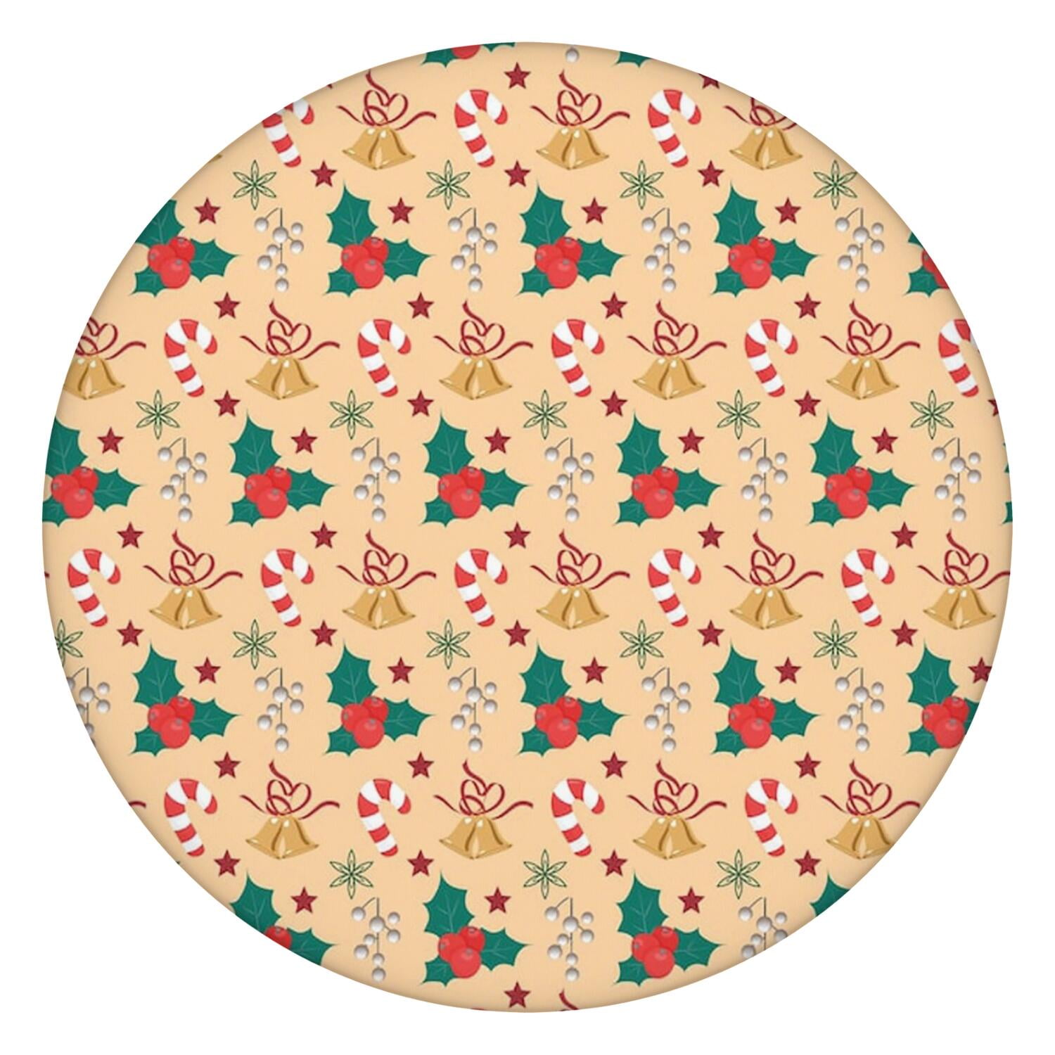 44 Inch Christmas Themed Round Table Cover, Features an Elastic Edge ...