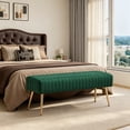 44 Inch Green Velvet Bench Ottoman, Comfortable Footrest Stool, Table ...