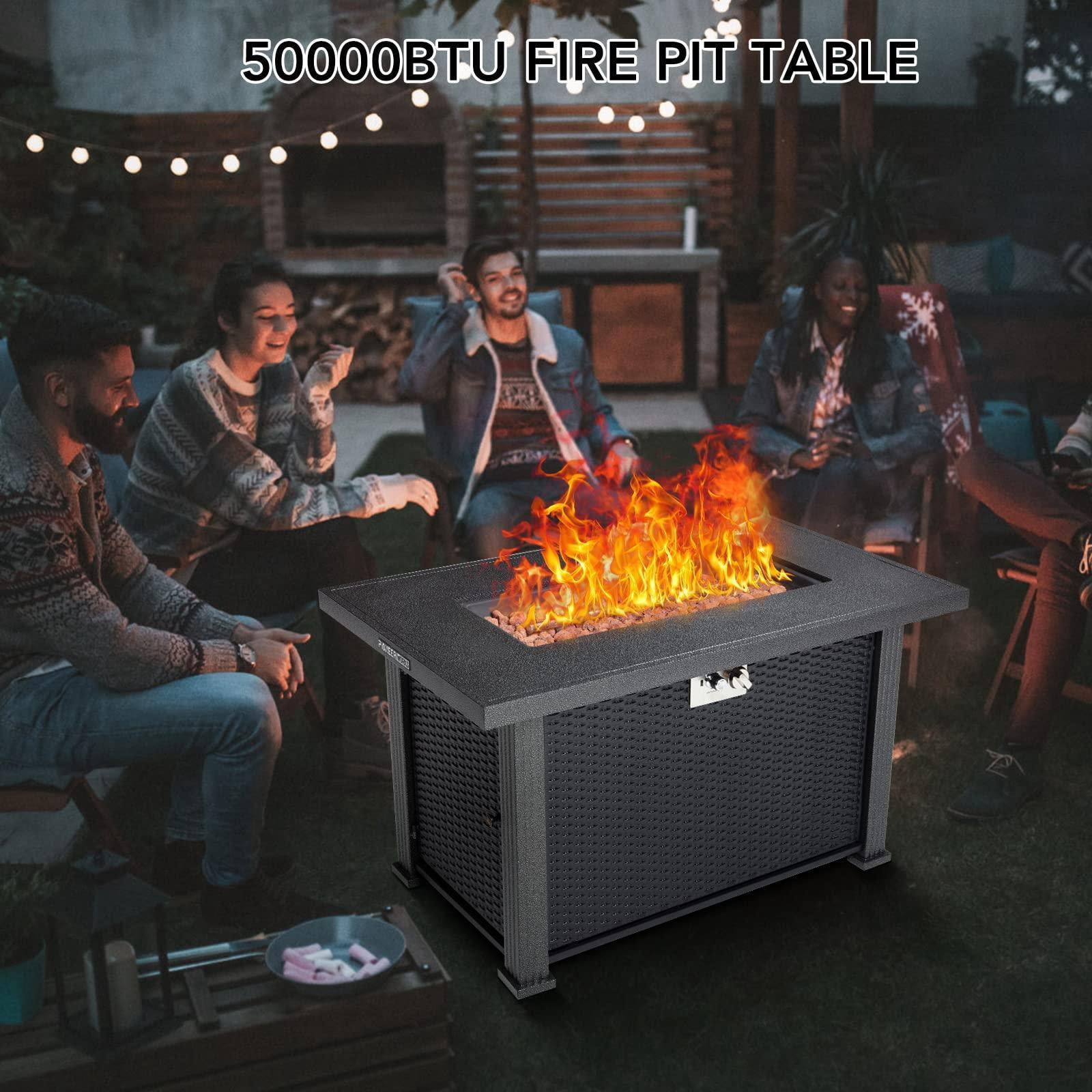 44 Inch Grey Outdoor Propane Fire Pit Table, 50000BTU Heating Stove ...