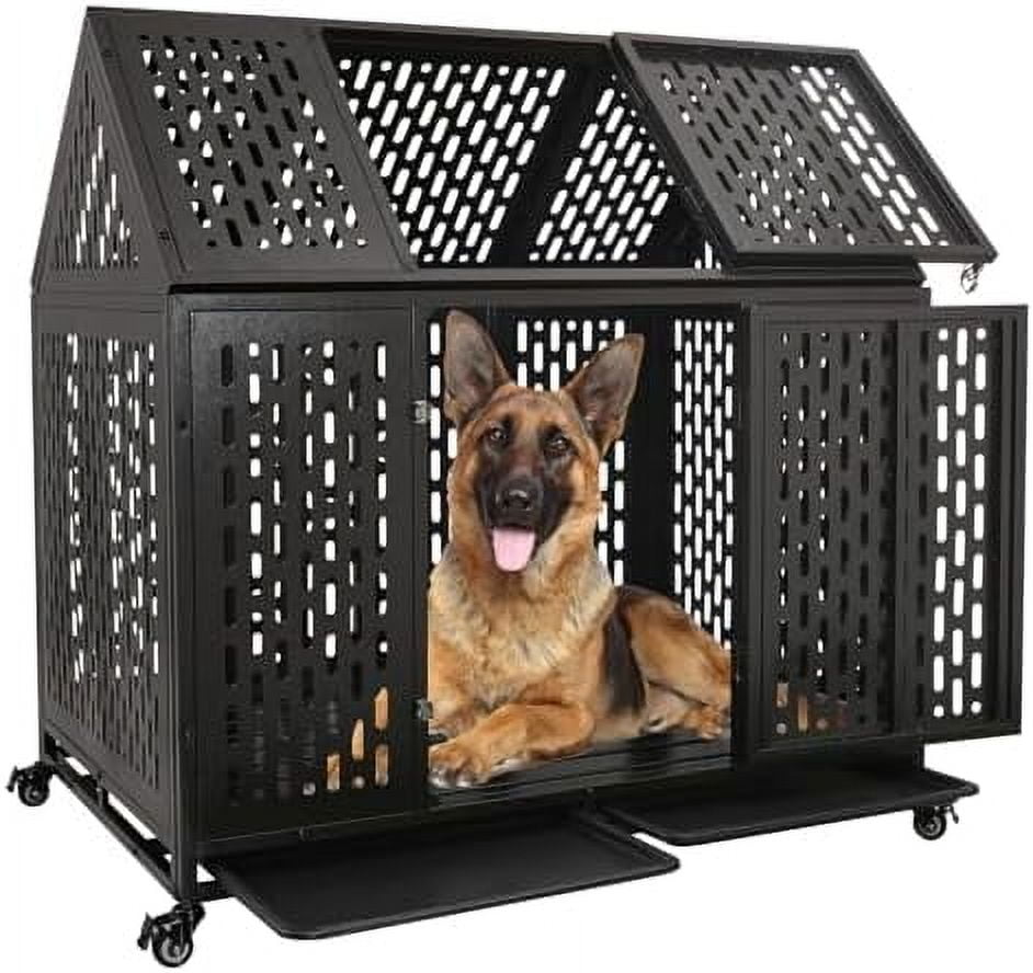 44 Inch Heavy Duty Dog Crate with Sturdy Lock Buckle for High Anxiety ...