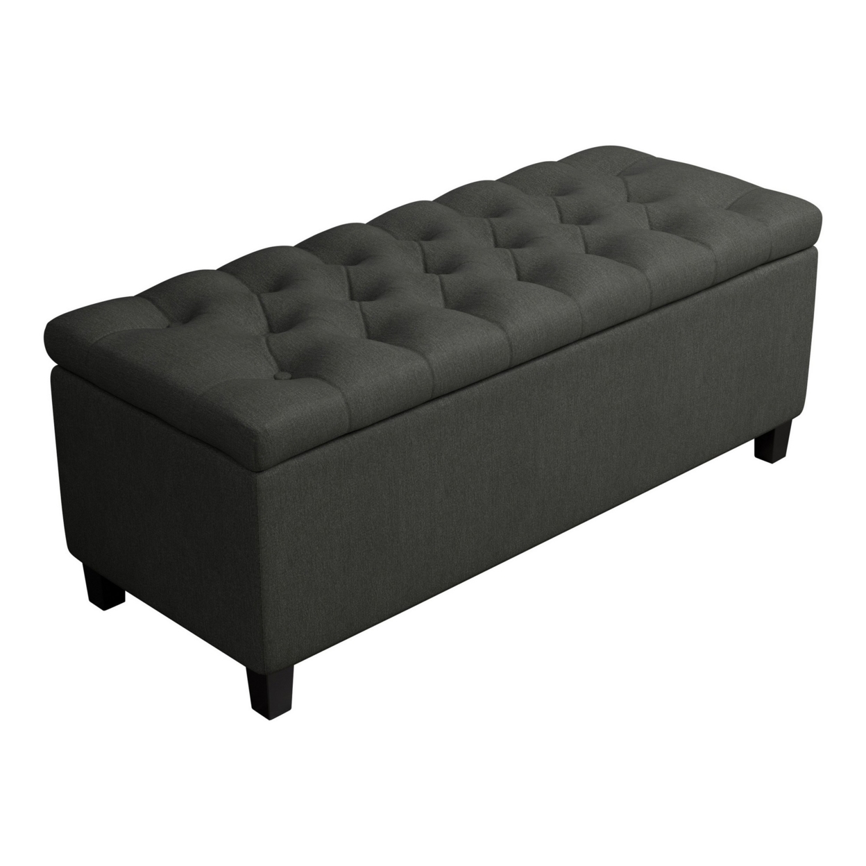 44 Inch Modern Lift Top Storage Bench Button Tufted Seat Charcoal ...
