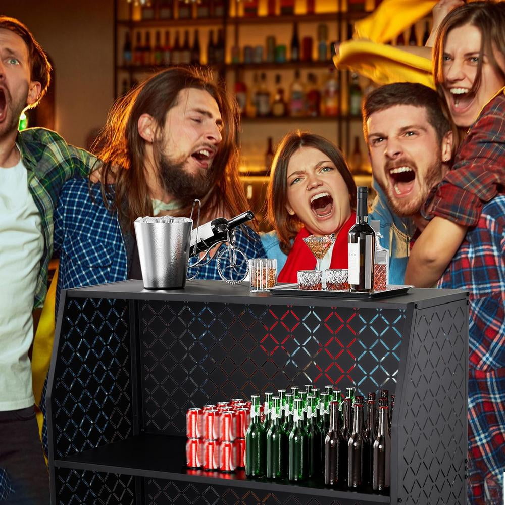 44 Inch Modern Pub Table, Portable Bartender Station for Kitchen Pub ...