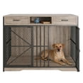 44 Inch Multifunctional Dog Crate Table, Dual Lock Door Design with ...