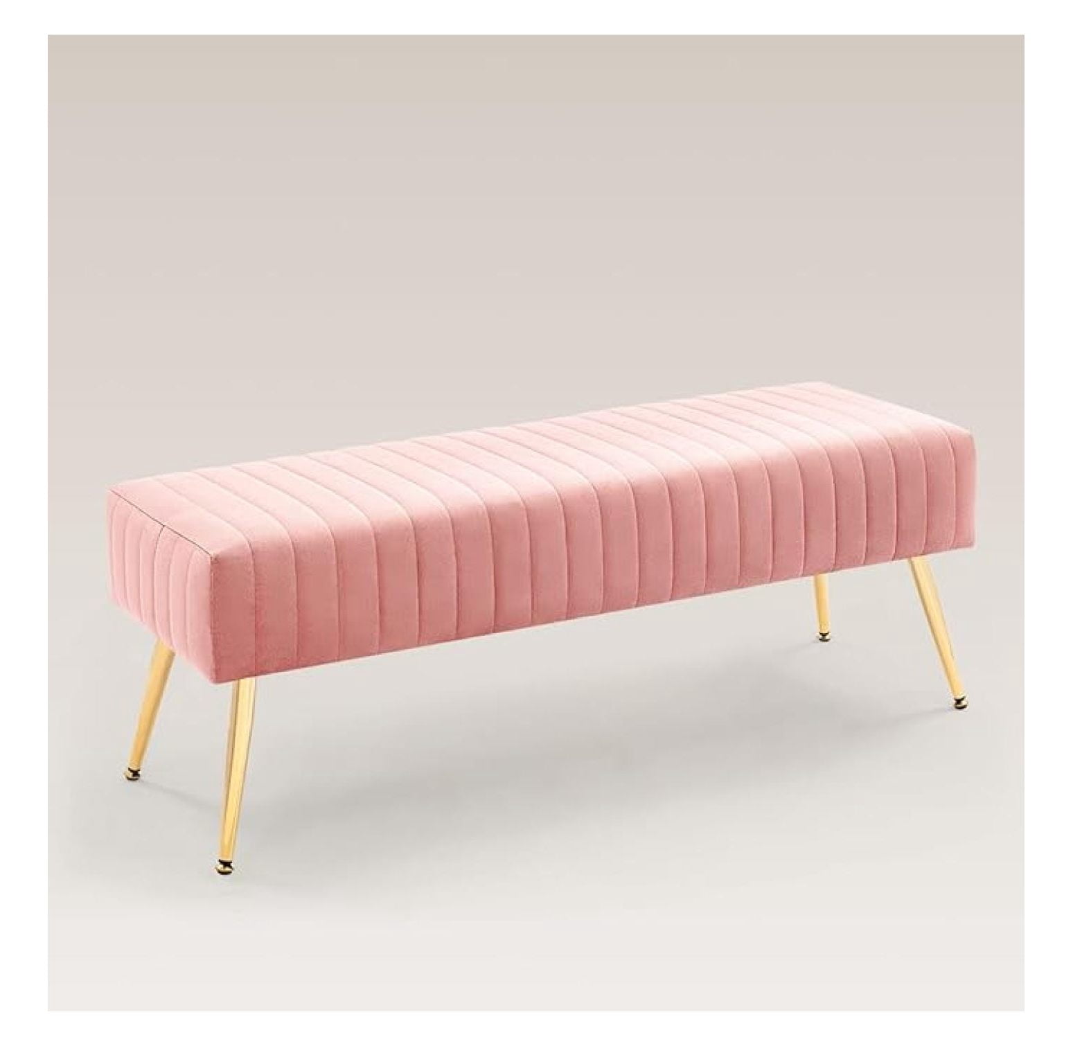 44 Inch Pink Ottoman , Modern Upholstered Bedroom Benches Footrest ...