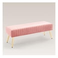 44 Inch Pink Ottoman , Modern Upholstered Bedroom Benches Footrest ...