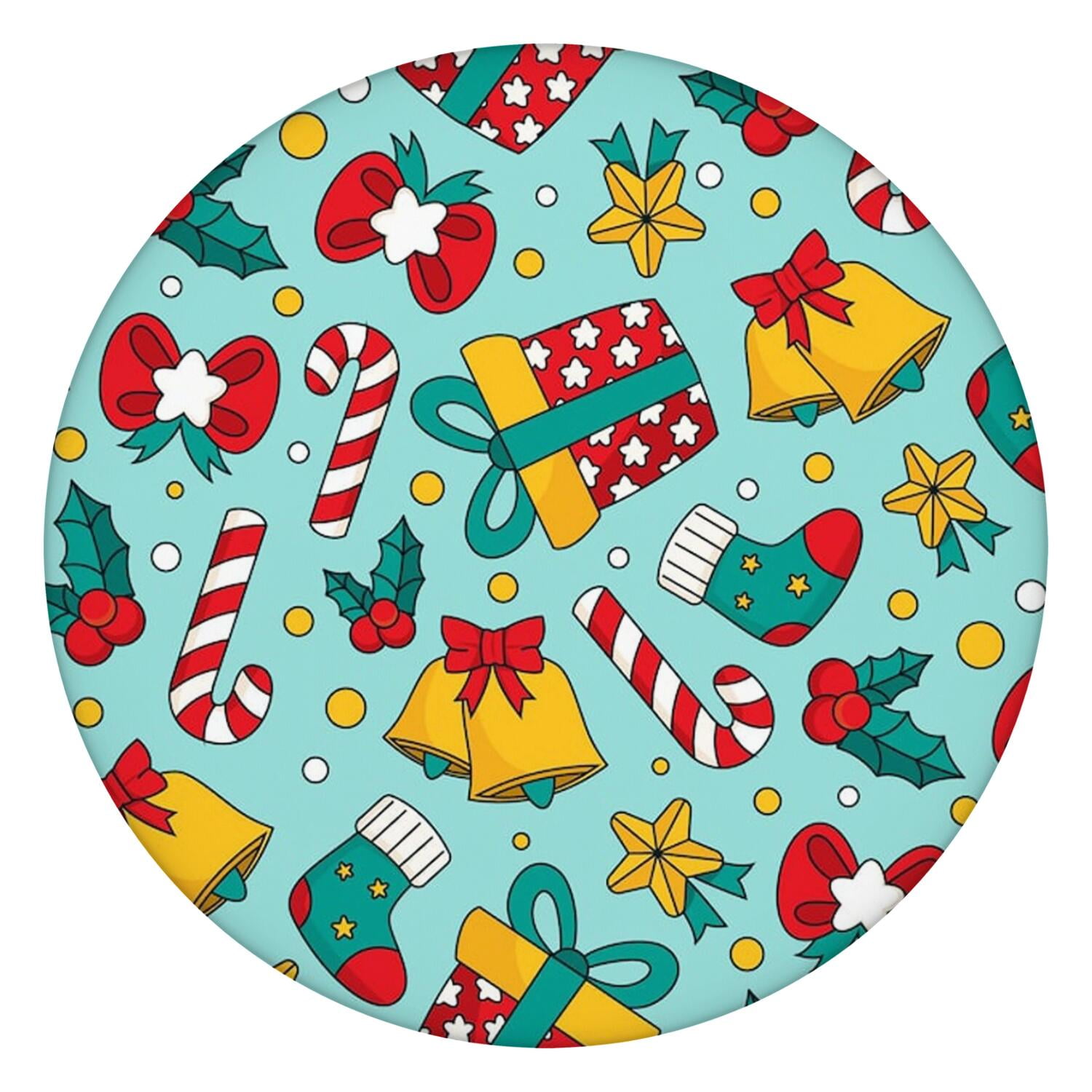44 Inch Round Christmas Table Cover with Elastic Border, Holiday Theme ...