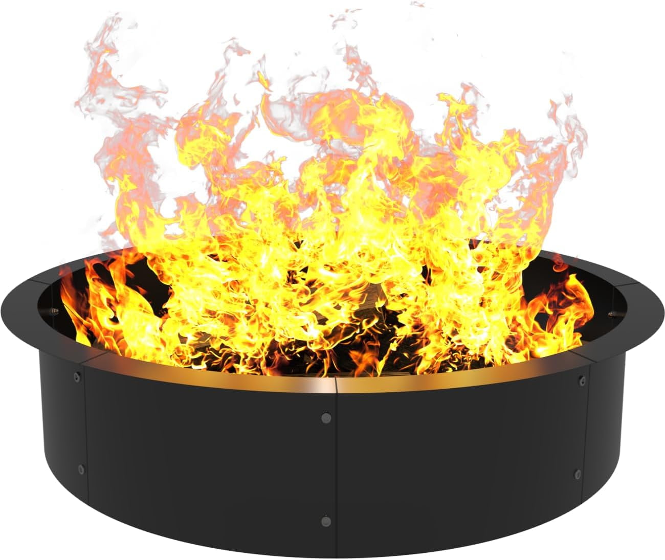 44 Inch Round Fire Pit Ring – Carbon Steel Liner with High-Temp Powder ...