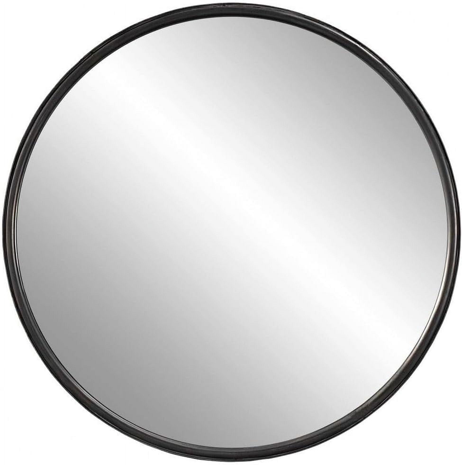 44 Inch Round Mirror Aged Black Iron MDF Wall Decor - Walmart.com